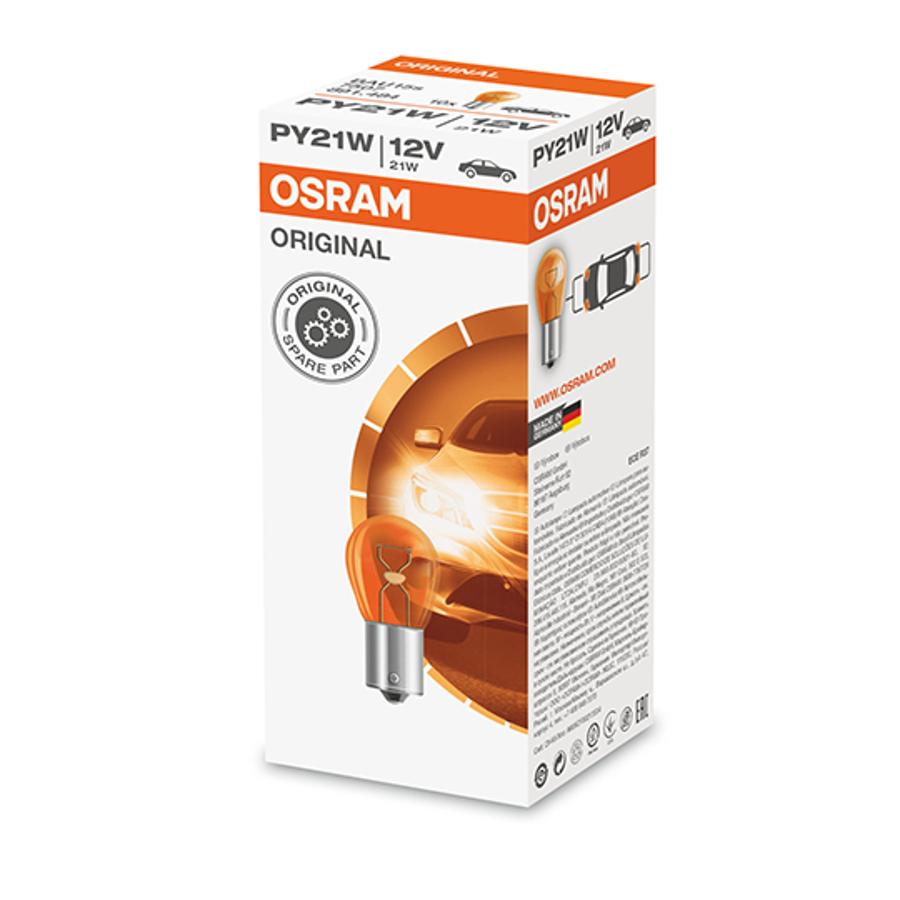 LAMPE / AMPOULE 12V 21W (BAU15S ERGOT DECALE) OSRAM CLIGNOTANT ORANGE